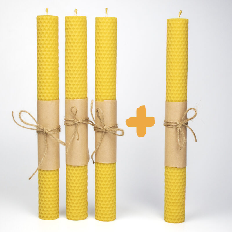 Pachet 3+1 Lumânări de Inviere din ceară de albine naturală - apisrom.ro